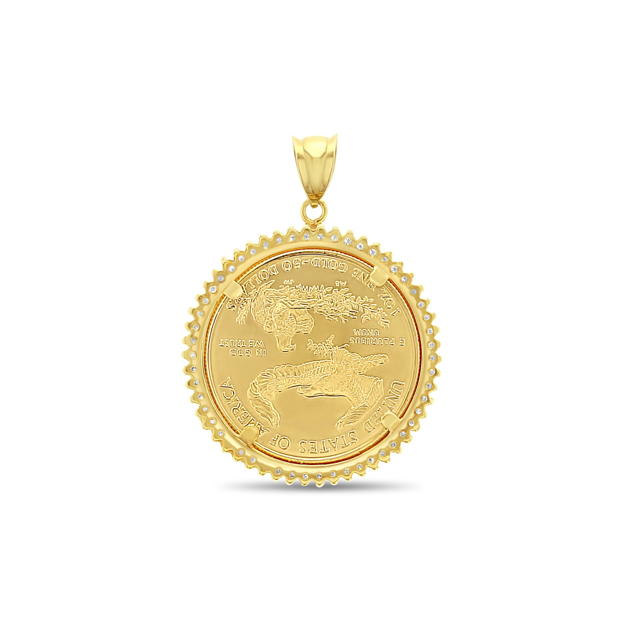 1OZ Fine Gold Lady Liberty Medallion Necklace with 1.10cttw Diamond ...